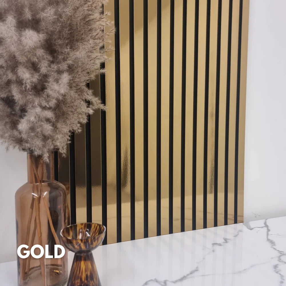 Acoustic Slatted Wall Panel 240 x 60cm - Gold x 1 panel