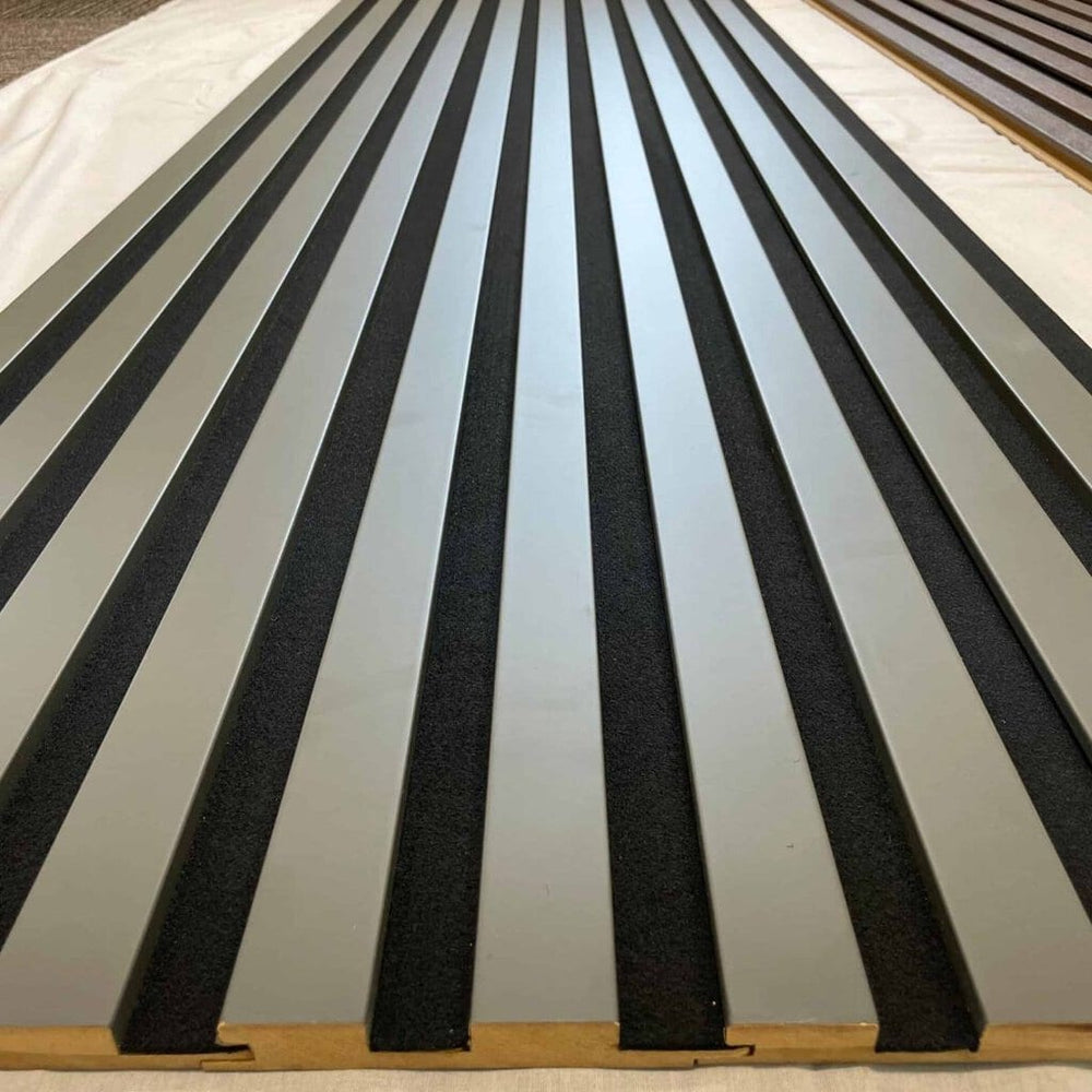 Acoustic Slat Wall Panels | Premium MDF | 244cm x 60cm | Matte Grey